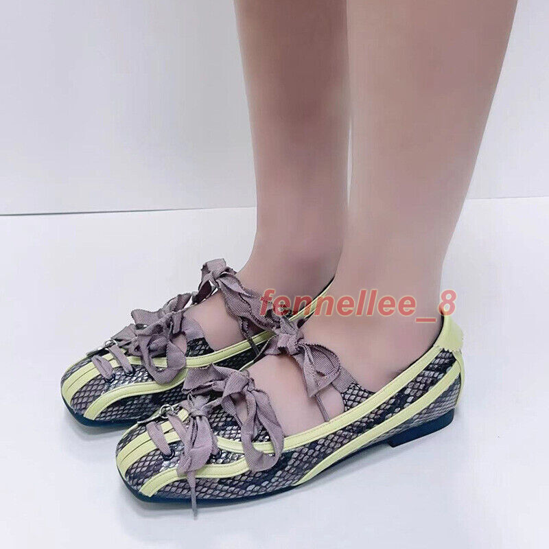 Women Flat Ballet Bowling Shoes Bowknot Loafers Shoes Flat Mary Jane ...