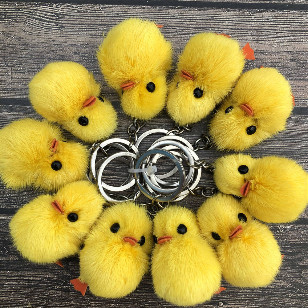1pc Real Mink Fur Chick Duck Doll Toy Keyring Bag Charm Phone Car ...