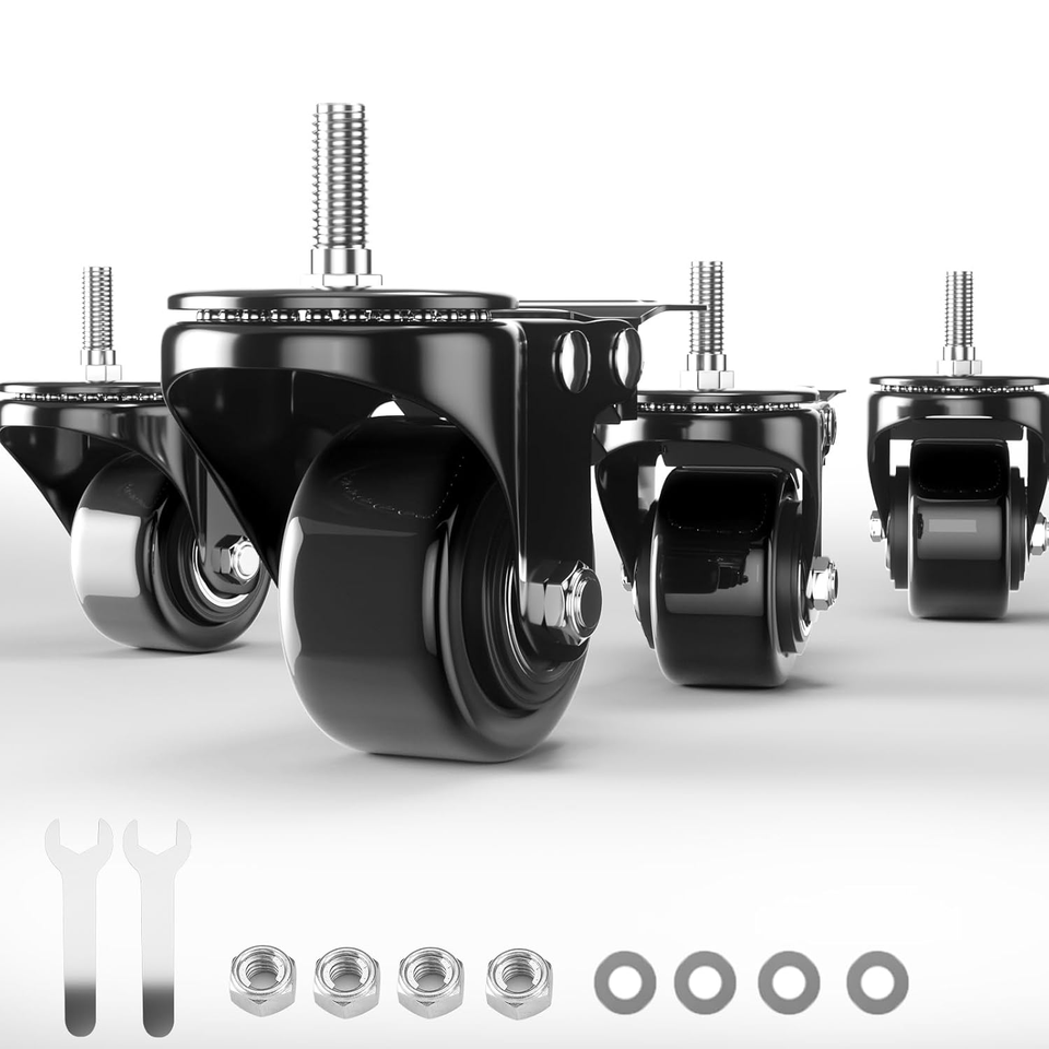 Stem Caster Wheels Heavy Duty 2 Inch, Threaded Stem Casters Set of 4, 5 ...
