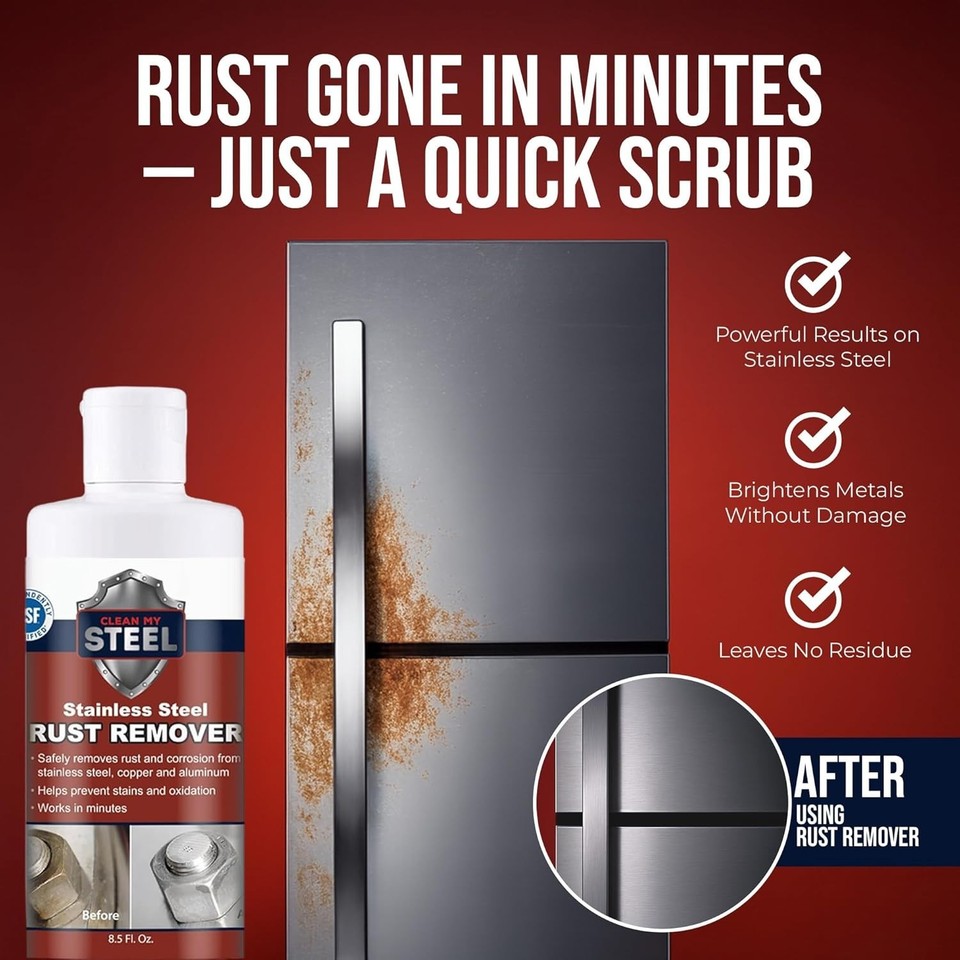 Stainless Steel Rust Stain Remover & Cleaner, Soft Cleanser, Safe for ...