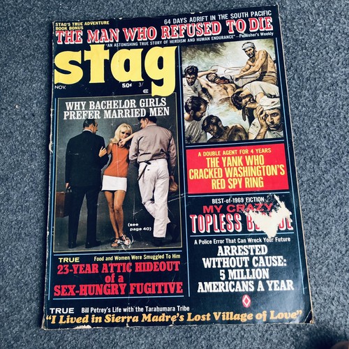 Top True Mens Adventures Stag Magazine Nov 1969 Crime War Guns Girly ...