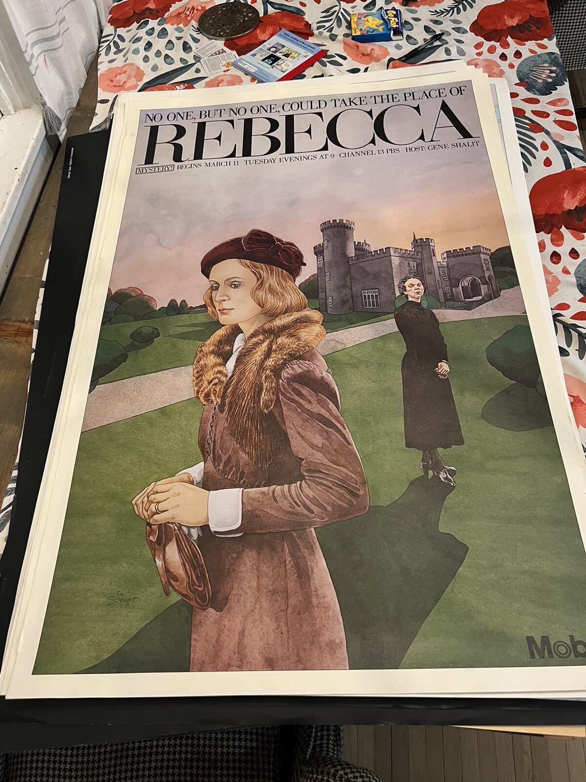 MASTERPIECE THEATER REBECCA ORIGINAL PBS POSTER EM SCHONGUT ARTWORK ...