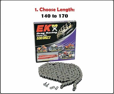 EK 530 DRZ2 Drag Series Non Oring Chrome Drive Chain w Clip Master Link ...