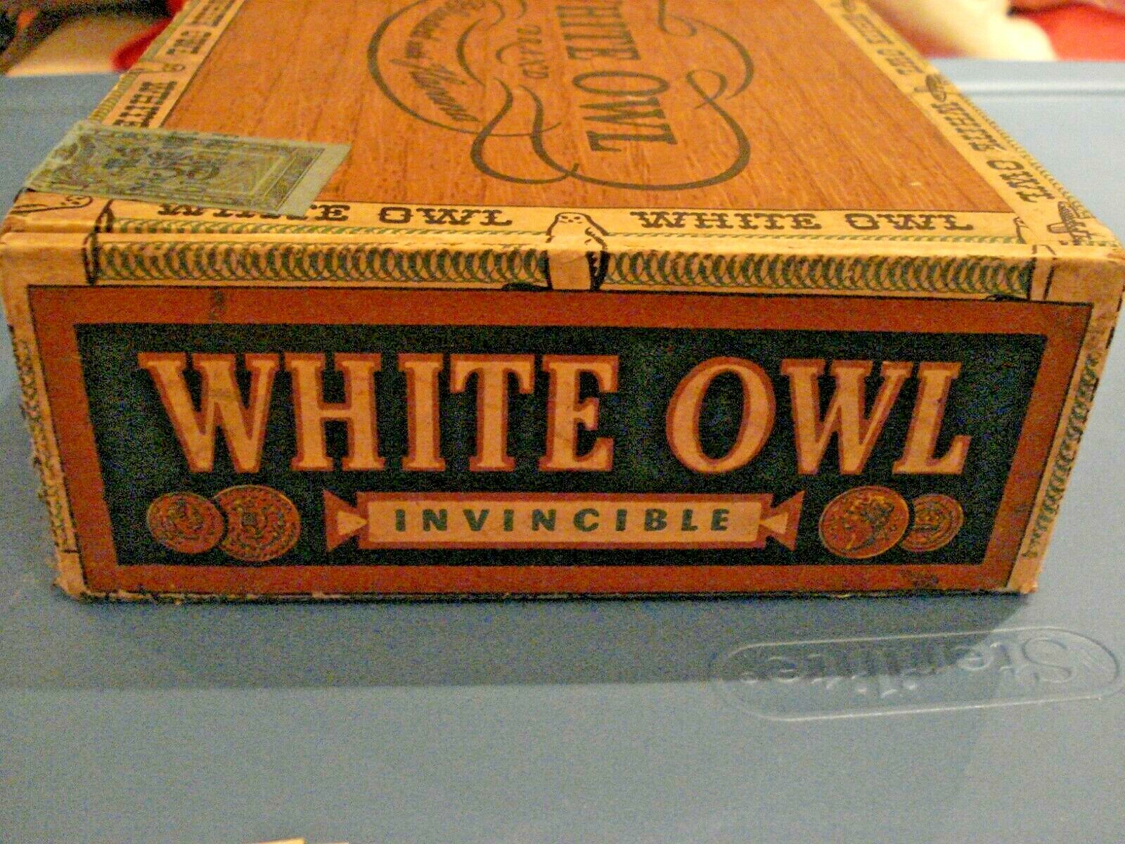 RARE White Owl Blended Havana Invincible Wooden Cigar Box Tax Stamp ...