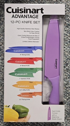 Cuisinart 12-Piece Color Knife Set with Blade Guards - New / Sealed ...