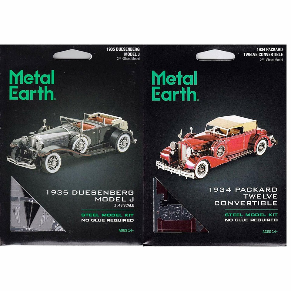 Metal Earth 1934 Packard Twelve Convertible & 1935 Duesenberg Model J ...
