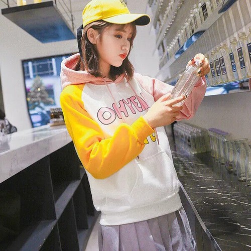 Pull À Manches Douces Jaune Avec Capuche Élégant En Coton Coloré 4694 ...