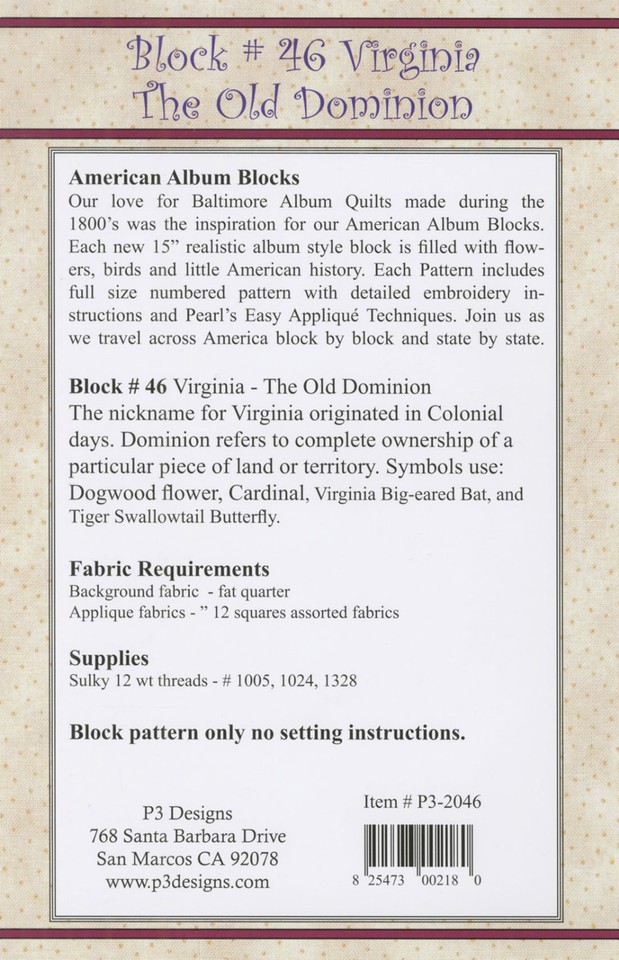 American Album by P3 Designs ~ Baltimore Applique Quilt Pattern Choose ...