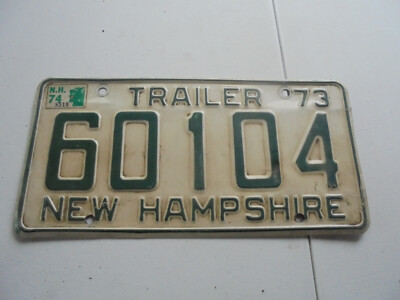 Vintage NH New Hampshire License Plate Barn Find 1973 73 Trailer 60104 ...