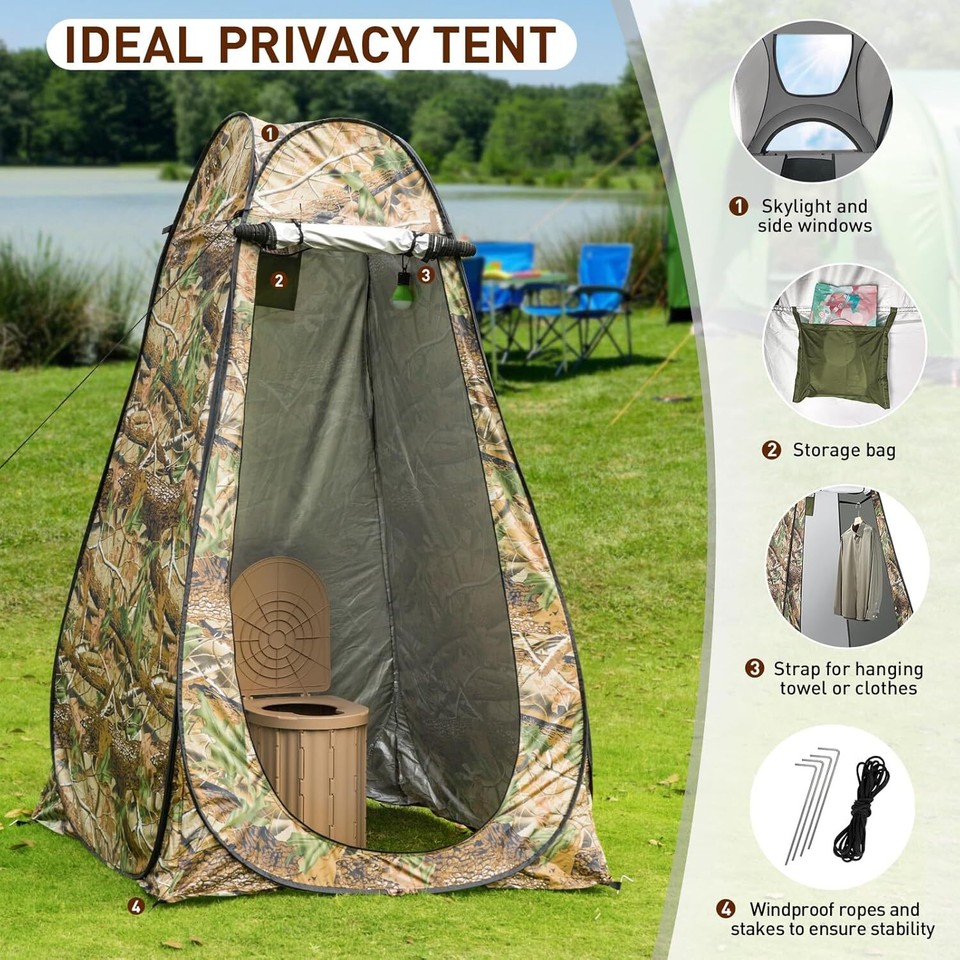 Portable Toilet for Camping with Pop-Up Privacy Tent and Liquid Waste ...