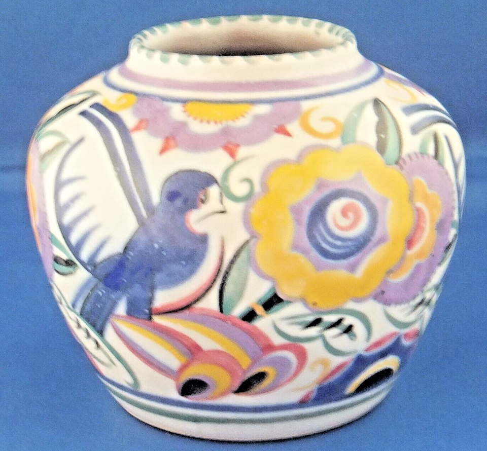 POOLE POTTERY COMIC BIRD PATERN TRADITIONAL 6 INCH VASE RENEE HAYES ...