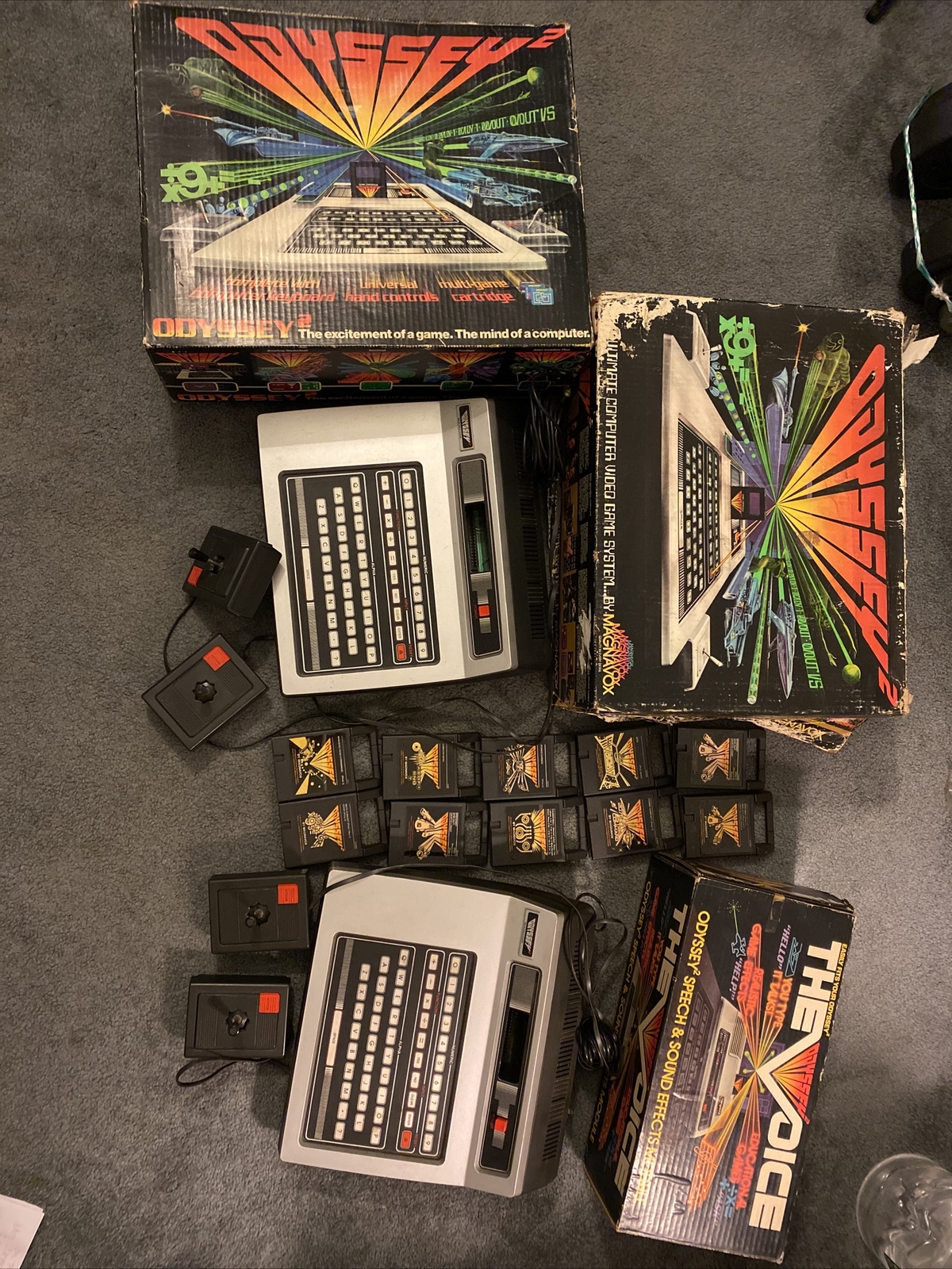 Magnavox Odyssey 3 Consoles.2 Boxes.The Voice W/box.10 Games /untested ...