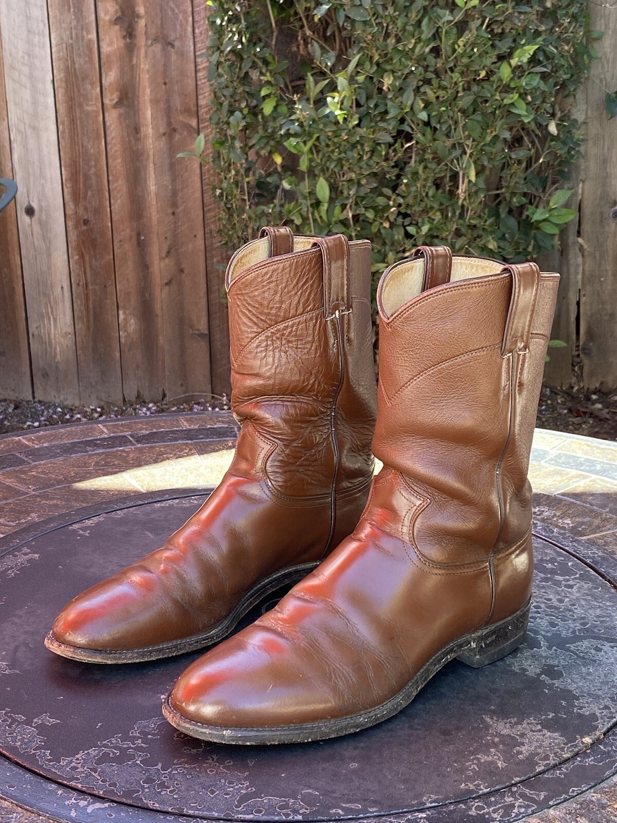 Justin Brown Leather Western Cowboy Roper Boots Mens … - Gem
