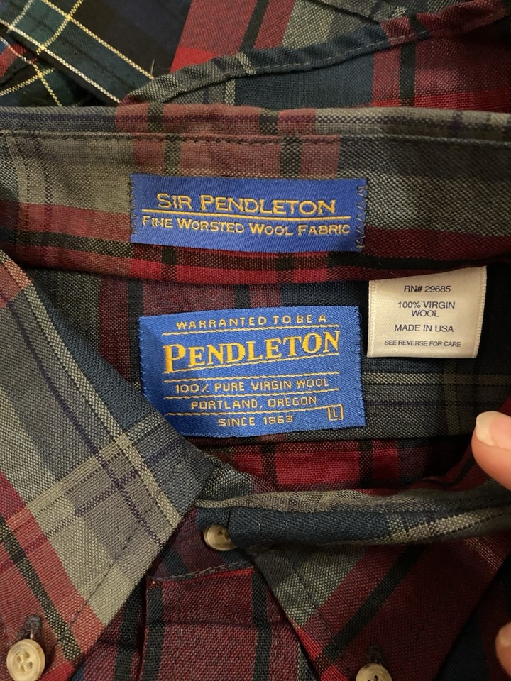 Pendleton Shirt Mens Large 100% Wool Tartan Sir Pendleton Outdoors Camping | eBay