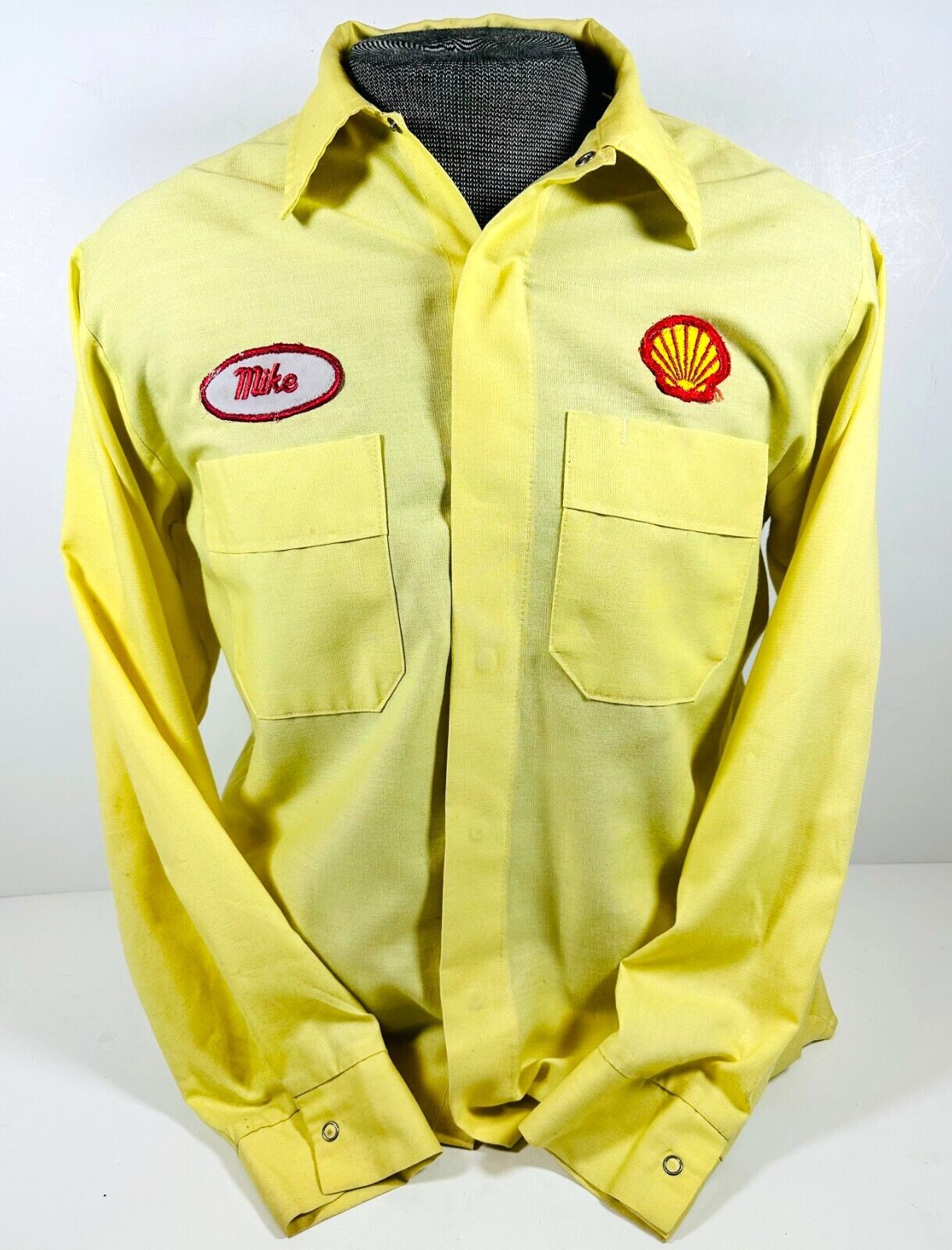 VTG Shell Oil Gas Station Employee Long Sleeve Snap S… - Gem