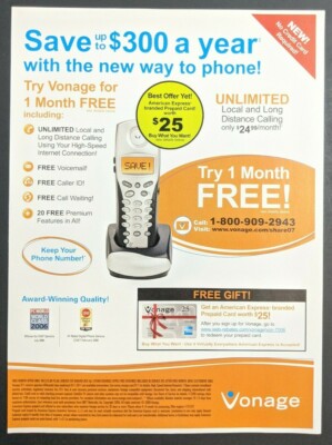 Vonage Print Ad Phone Telephone Poster Art PROMO Official Advert ...