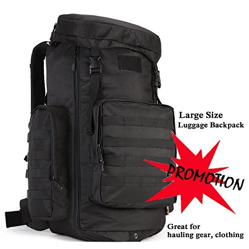 CREATOR 70-85L Tactical Travel Backpack MOLLE Hiking Bag Large, Black ...
