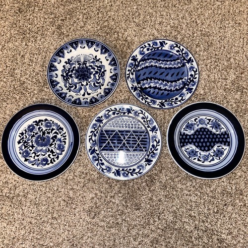 Set Of 5 Cobalt Blue And White Centrum Salad Dessert Plates 7” All ...