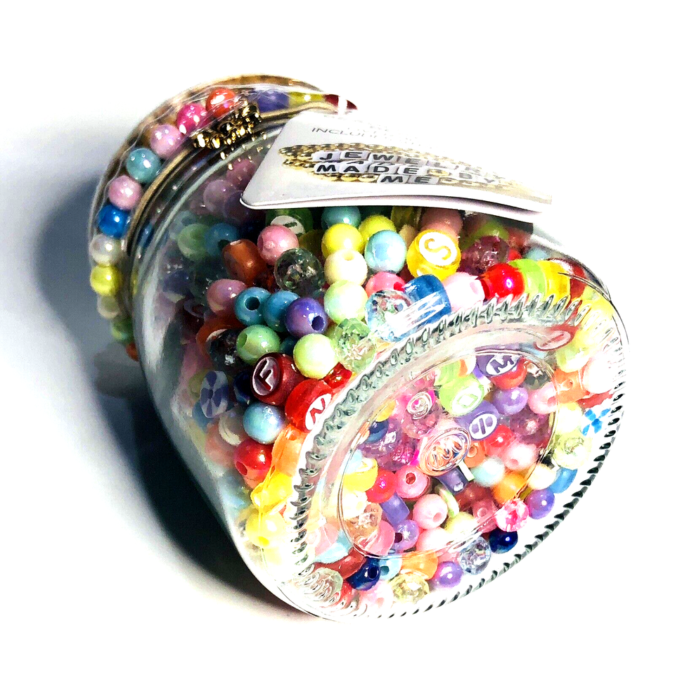 Jewelry Made By Me DIY Bead Kit Jar "HAPPY" w/ Round Letters Pastel ...