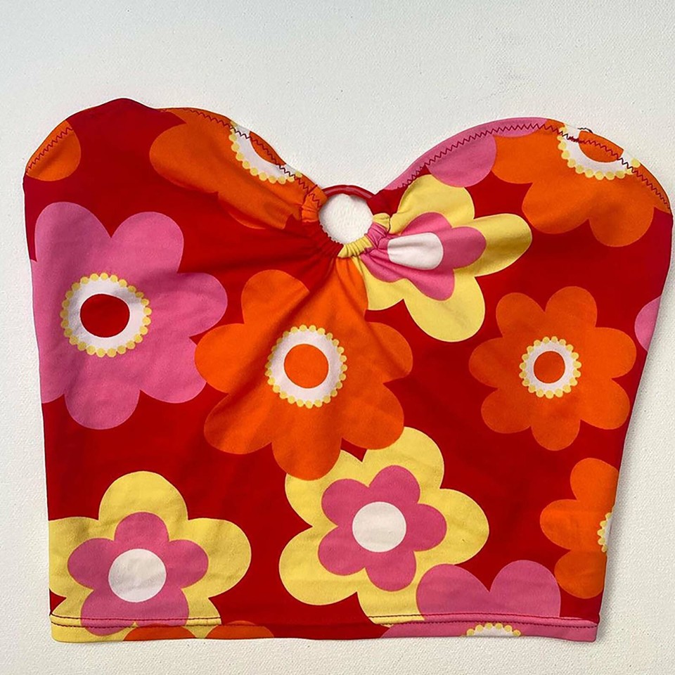 Y2k Bandage Halter Cop Top Women Floral Print Backless Camis Sleeveles ...