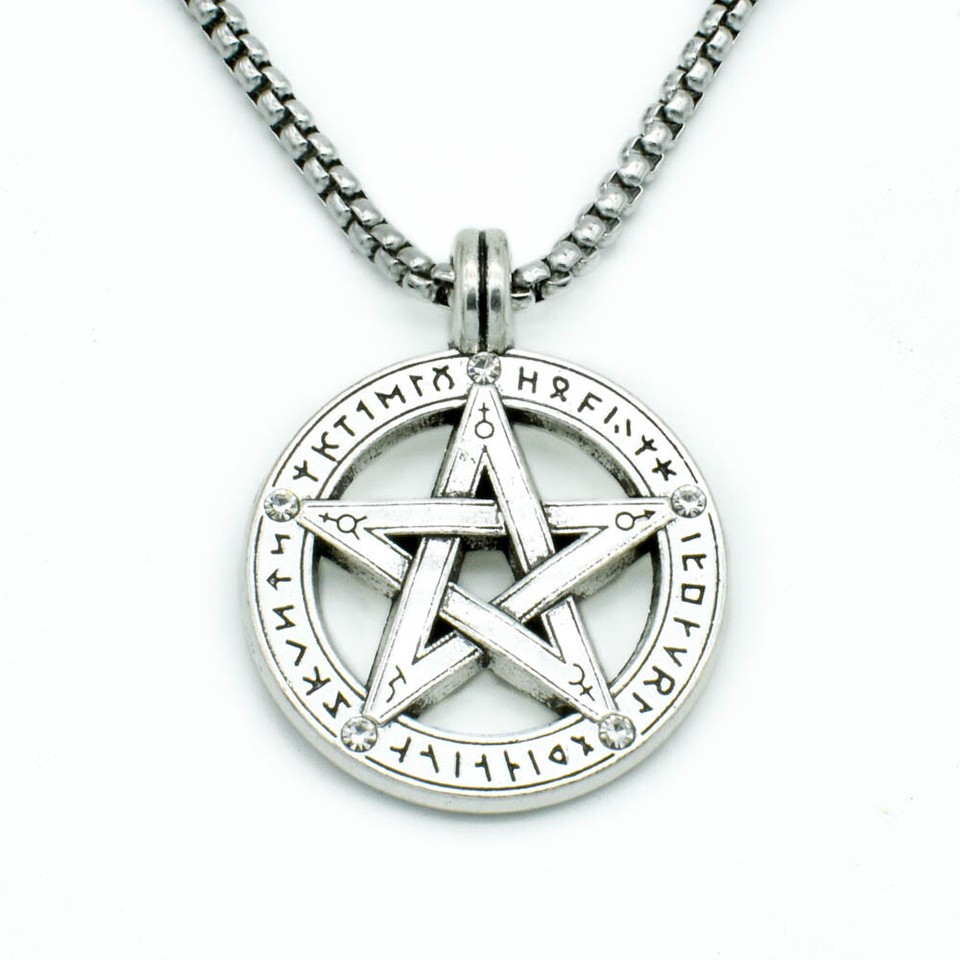 Pagan Wiccan Pentacle Pentagram Star Pendant Necklace 24" Stainless ...