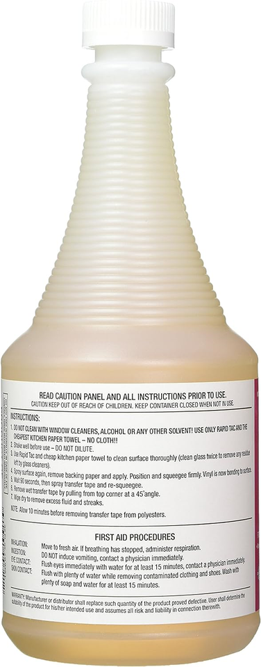 RAPID TAC Application fluid for Vinyl Wraps Decals Stickers 32oz ...