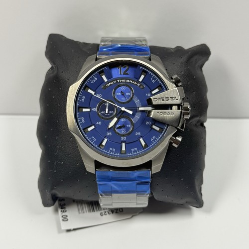 Diesel DZ4329 Mega Chief Blue Dial Gunmetal Plated Stainless Steel Men ...