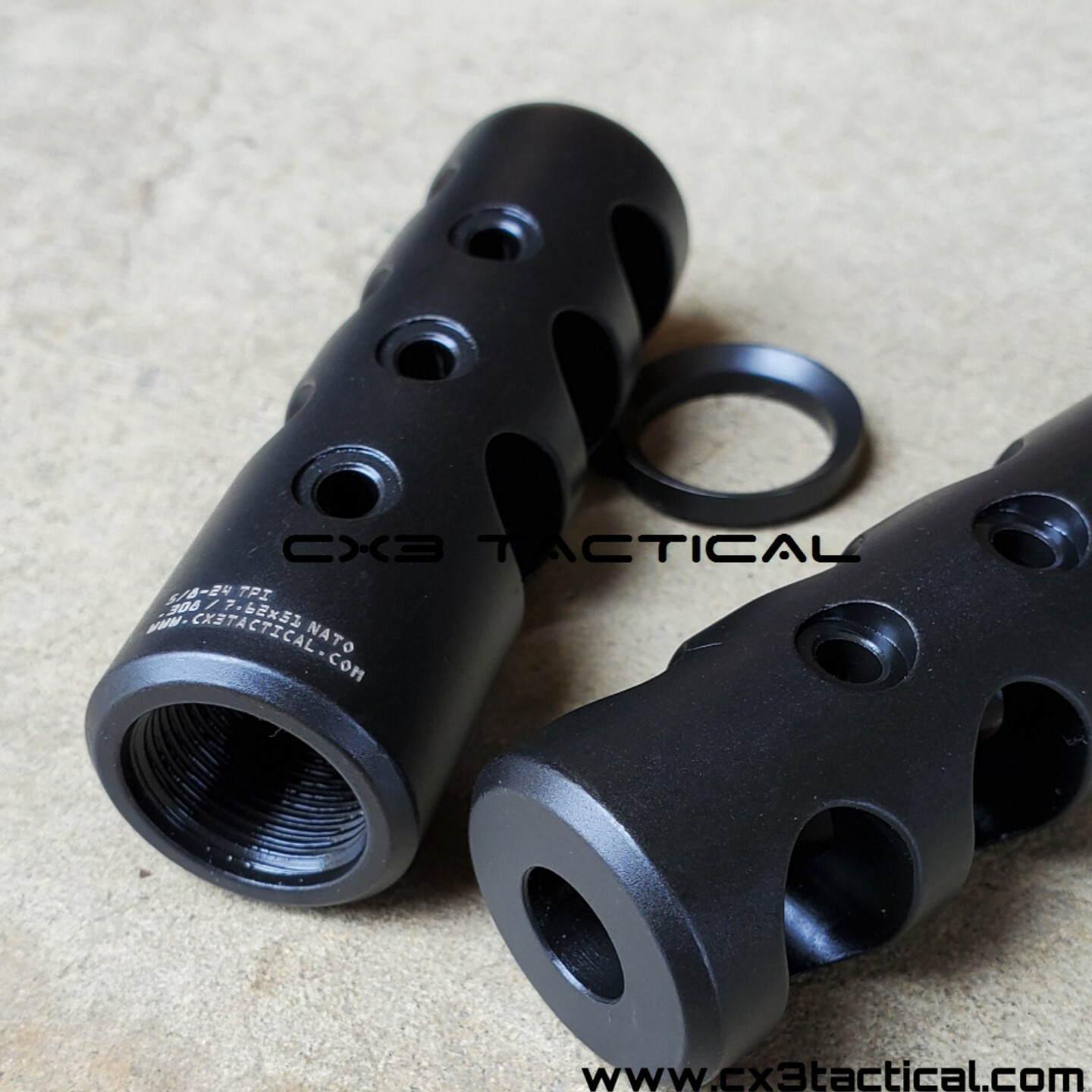 .308 7.62x51 Muzzle Brake Long Compensator Comp 5/8-24 TPI 5/8x24 Black ...