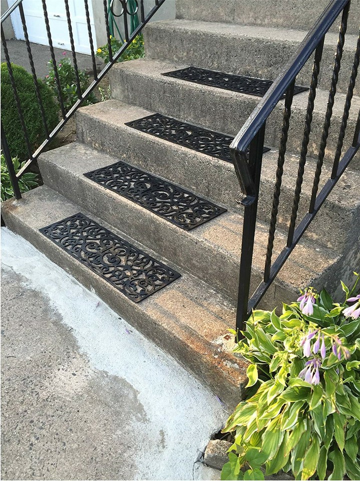 Rubber Stair Treads Non-Slip Stair Traction Tread Mats Outdoor Step Mat ...