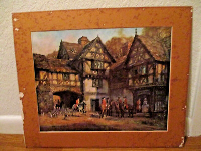 Art Print~F.M. Bennett 1929~The Meet at the Manor~Matted~Not Framed | eBay