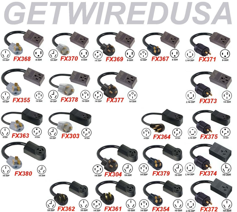 50FT 14-30P DRYER L14-30P GENERATOR 4-PIN GENERATOR BACK-FEED PLUG ...