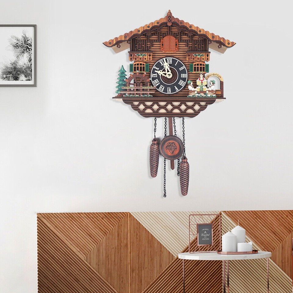Bird Wall Clock Wooden Antique Wall Clock Traditional Black Forest ...