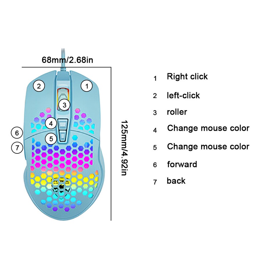 Gaming Mice Mouse 6400 DPI USB RGB Flowing Backlit Light Wired PC ...