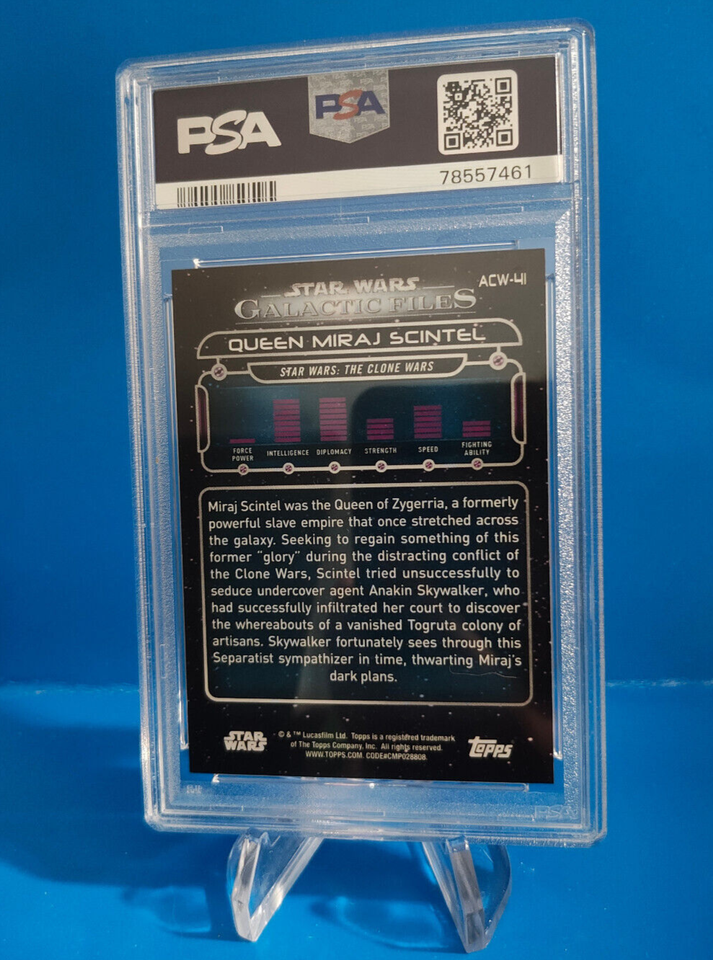 2018 topps star wars queen miraj scintel galactic files-blue psa 10 LOW ...