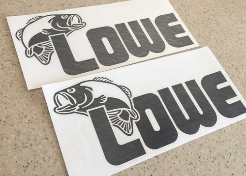 LOWE Vintage Fishing Boat Decal Black 12" 2-PAK FREE SHIP + FREE Fish ...