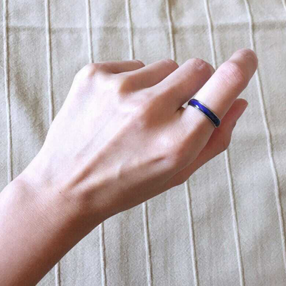 2 Pack Fashion Steel Thin Slim Mood Ring Changing Color For Woman / Men ...