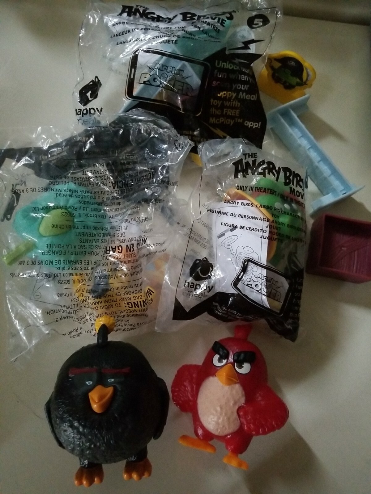 New and Opened McDonald’s Angry Birds Happy Meal Toys 2016 set of FIVE ...