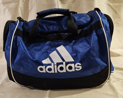 Adidas Duffle Bag - Blue ~ White Lettering With Side Pockets and ...
