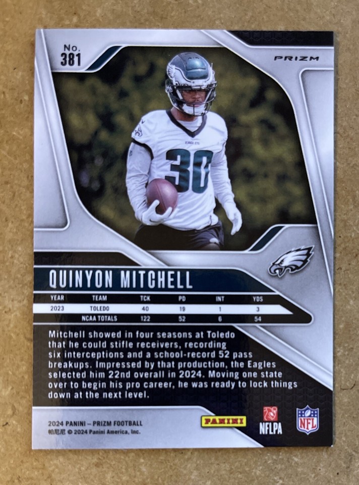 2024 Panini Prizm Quinton Mitchell Rookie Silver Prizm #381 Eagles NFL ...