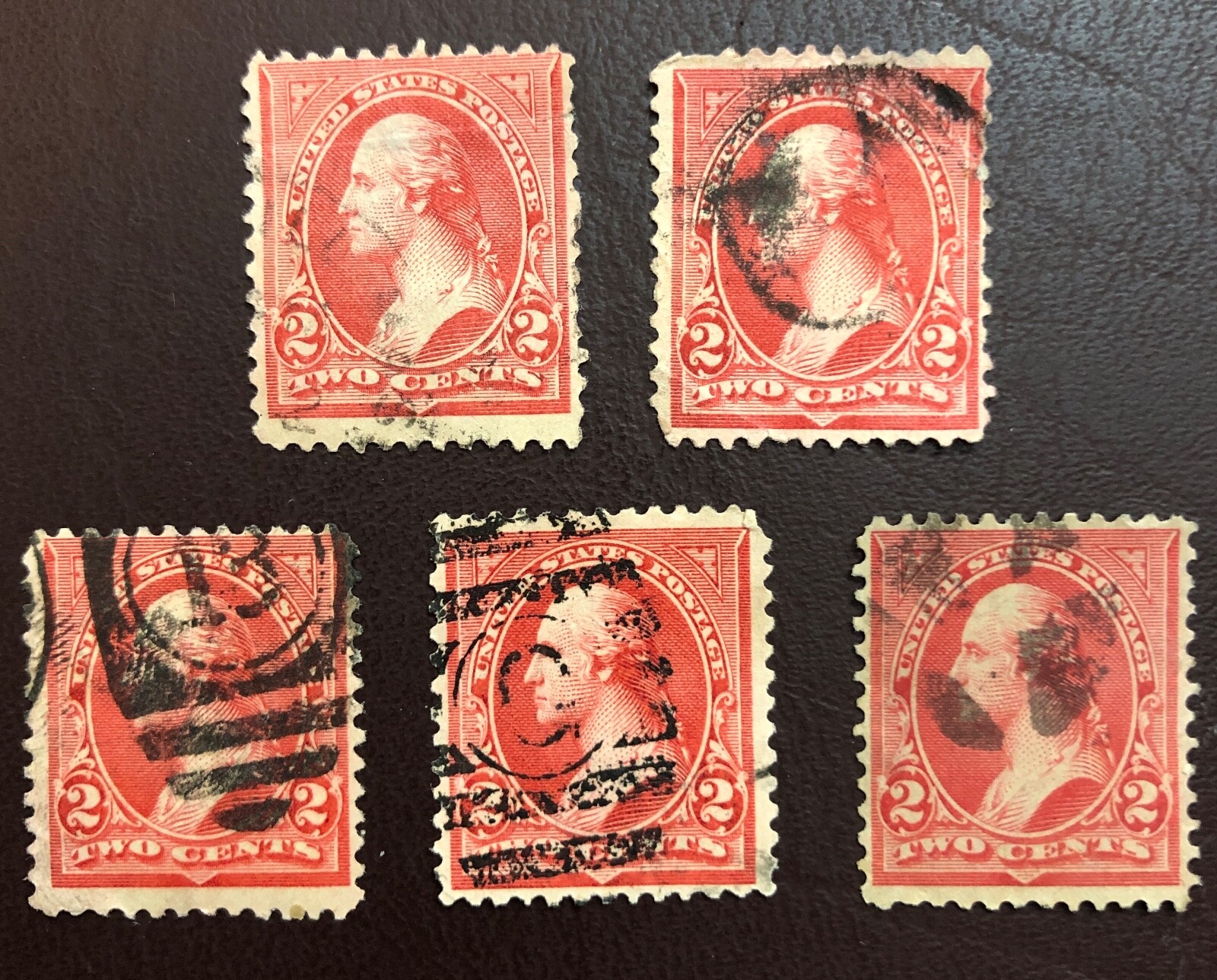 US Washington 2-cent stamps Type III, wmk, Perf 12, 1894 design, lot of ...