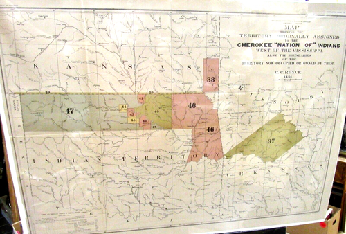 CHEROKEE NATION OF INDIANS TERRITORY LG. MAP 1884 SMITHSONIAN ETHNOLOGY ...