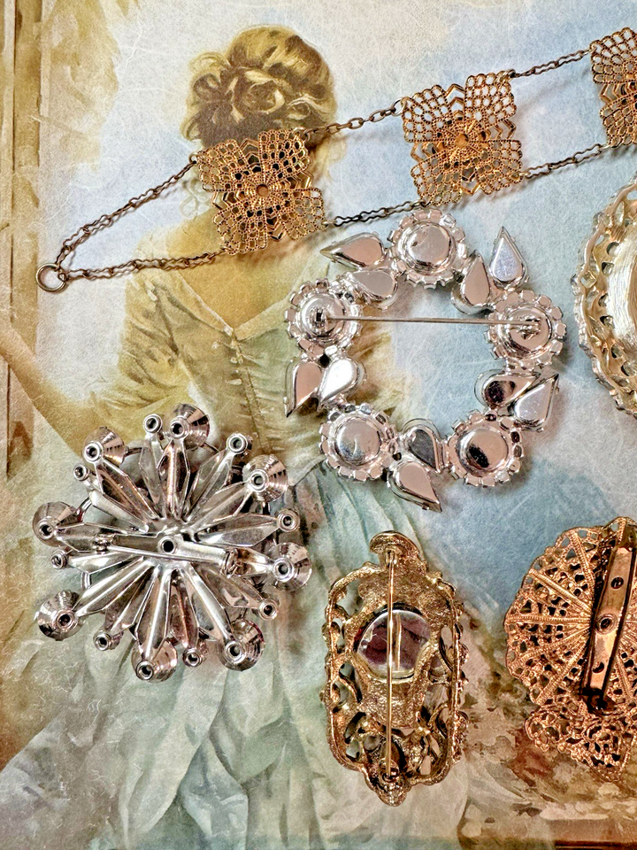 VTG Lot Of Rhinestone + Jewelry Whole & Wearable Cupid Cameo NL BRA ...