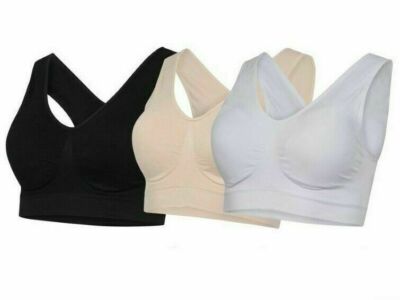 Seamless Perfect Fit Pull On Bra No Hooks Comfort Black White Or Nude S ...