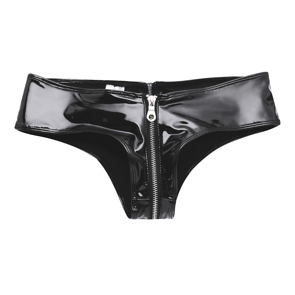 Sissy Women Wetlook Leather Latex Briefs Shorts Panty Lingerie Bikinis ...