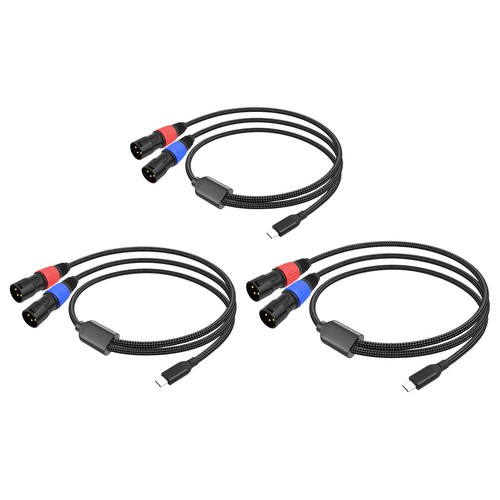 USB Type C Male To 2 XLR Male Stereo Audio Cable for Smartphones Laptop ...