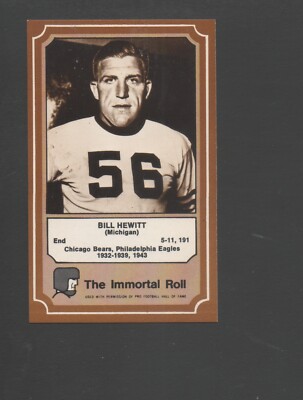 1975 FLEER HALL OF FAME IMMORTALS FOOTBALL CARD-#16 Bill Hewitt-Chicago ...