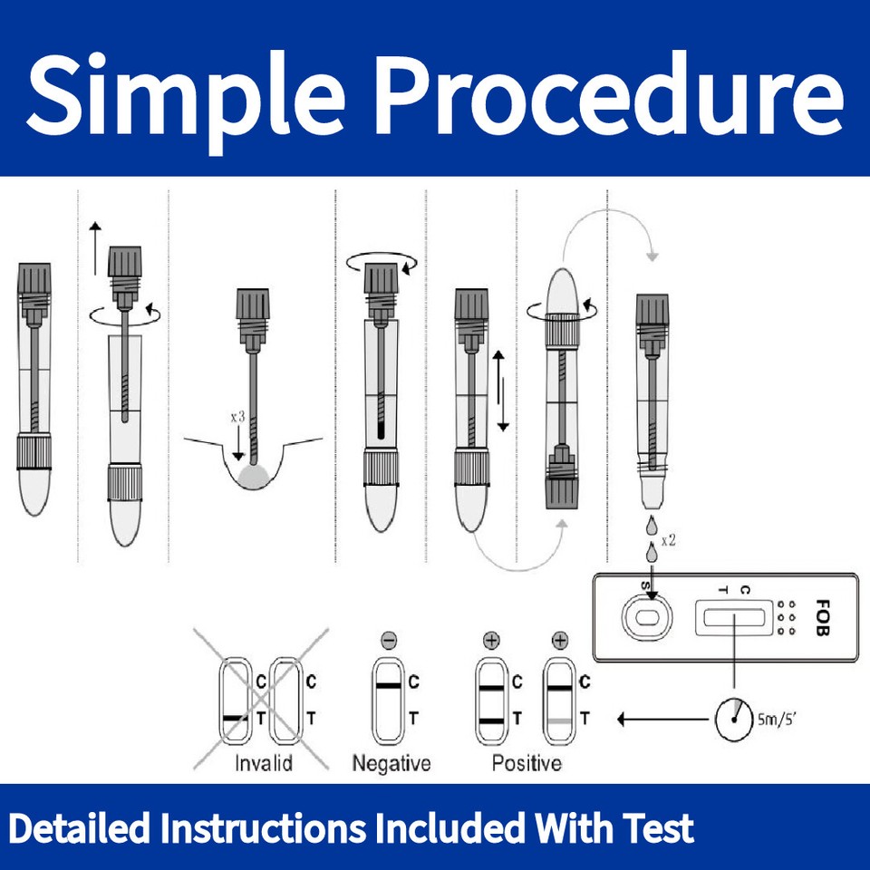 Bowel Colon Cancer Test Kit Faecal Occult Blood (FOB) Home Tests - One ...
