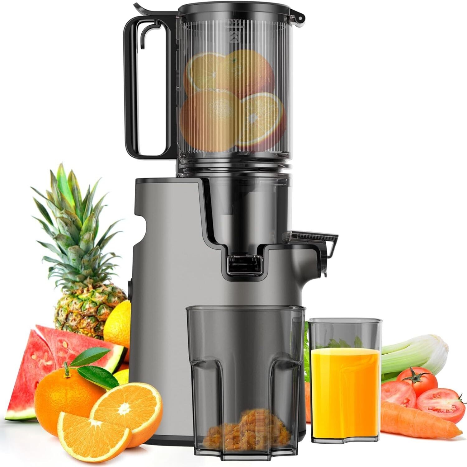 Cold Press Juicer, Slow Masticating Machines with 5.3" Extra Large Feed ...