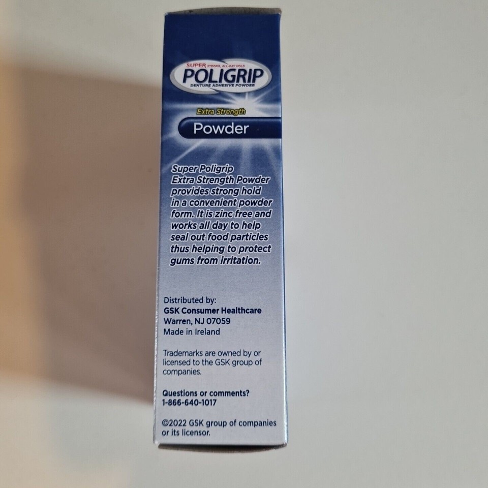 Super Poligrip Extra Strength Denture Adhesive Fixative Powder 45g (1 ...