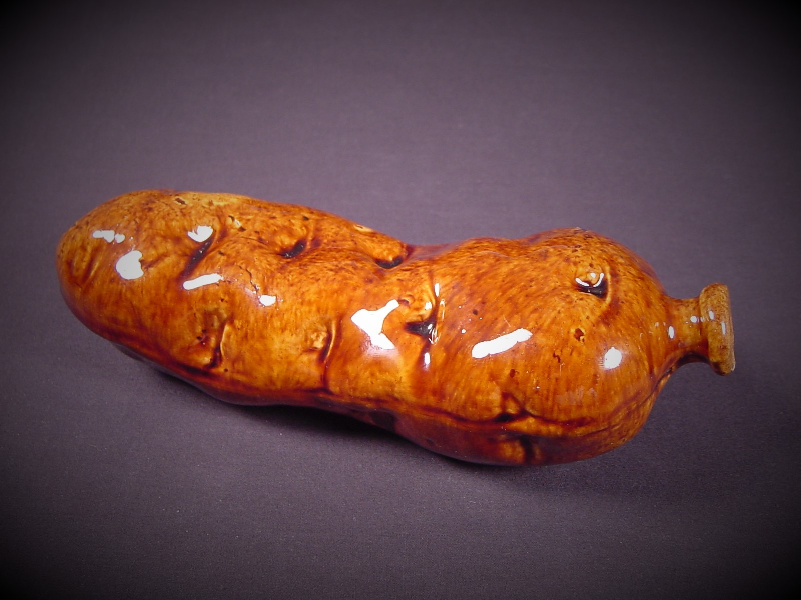 RARE 1800s ROCKINGHAM POTATO FLASK #1 YELLOW WARE MINT | eBay